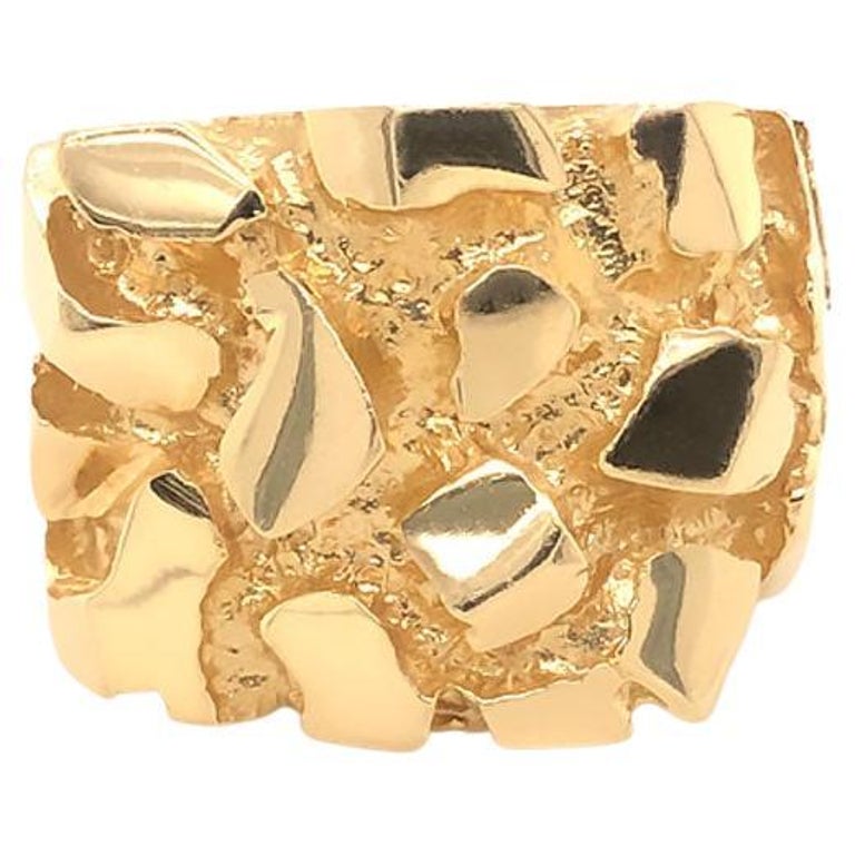Large Men's 14K Yellow Gold Nugget Ring at 1stDibs