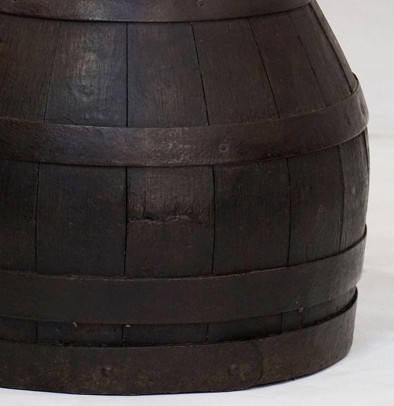 Large Metal-Bound Wooden Burgundy Wine Pitcher from France For Sale at ...