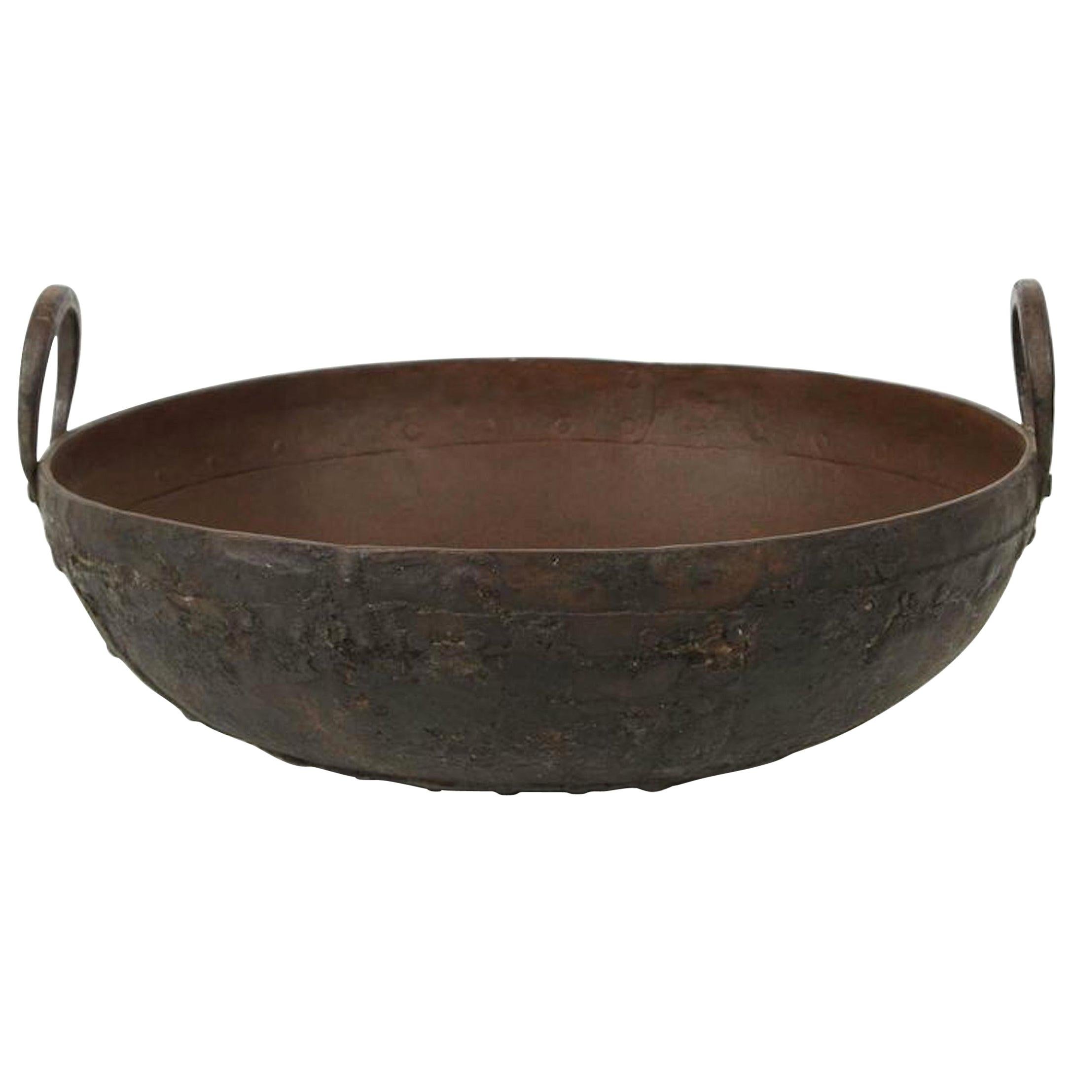 Large Metal Iron Urli Pot from Southern India at 1stDibs