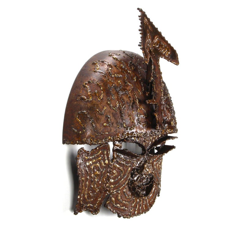 Large Metal Mask 1970s, Gorgeous Brutalist Warrior Mask, Decorative ...