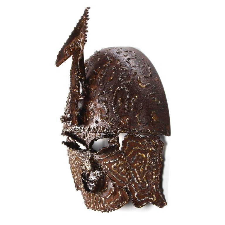 Large Metal Mask 1970s, Gorgeous Brutalist Warrior Mask, Decorative ...