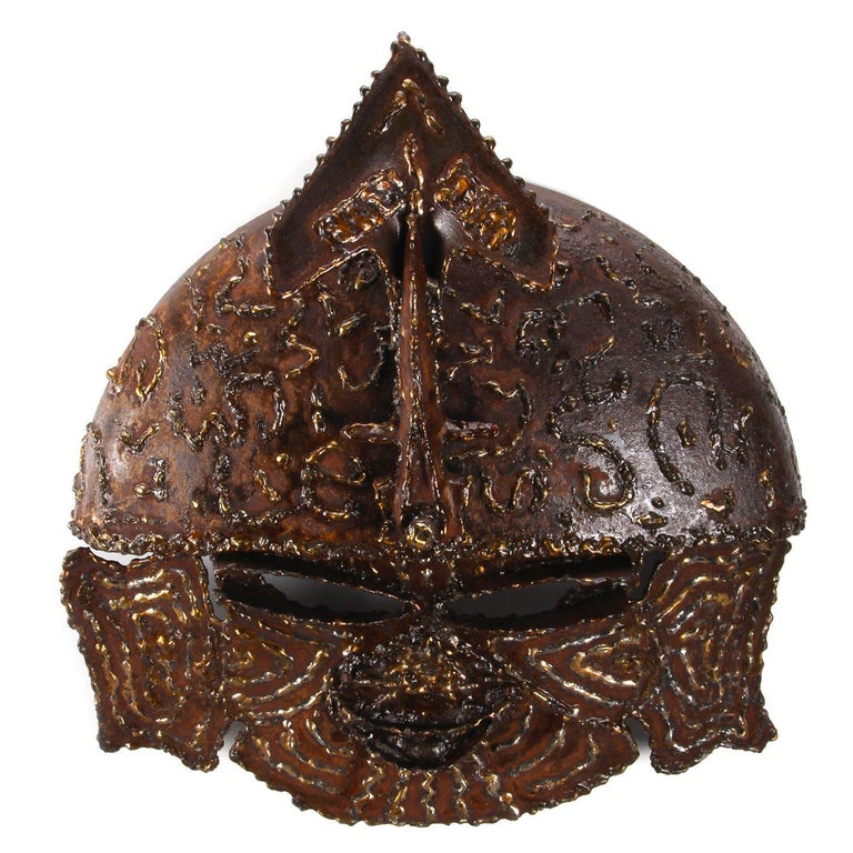 Large Metal Mask 1970s, Gorgeous Brutalist Warrior Mask, Decorative ...