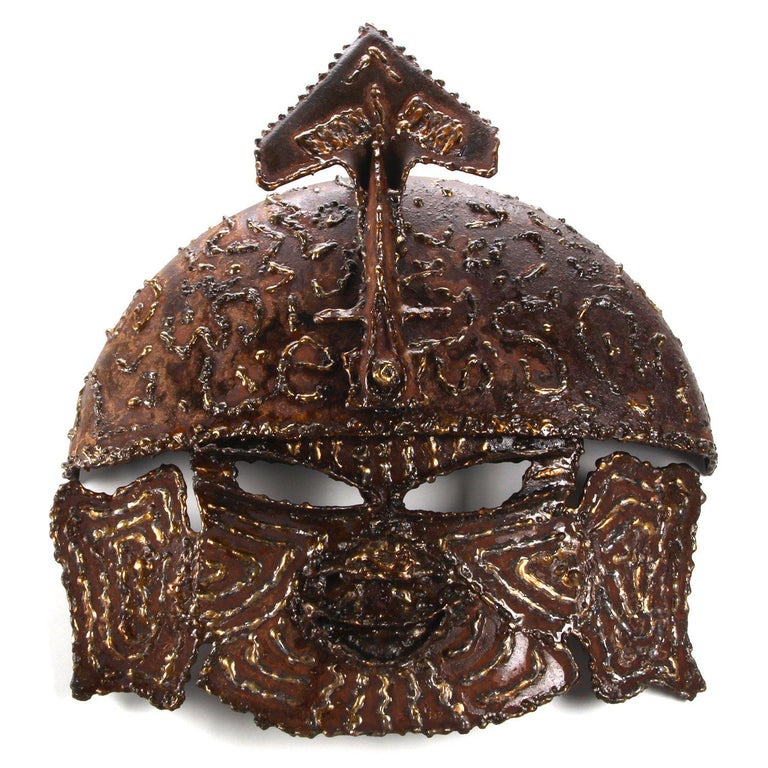 Large Metal Mask 1970s, Gorgeous Brutalist Warrior Mask, Decorative ...