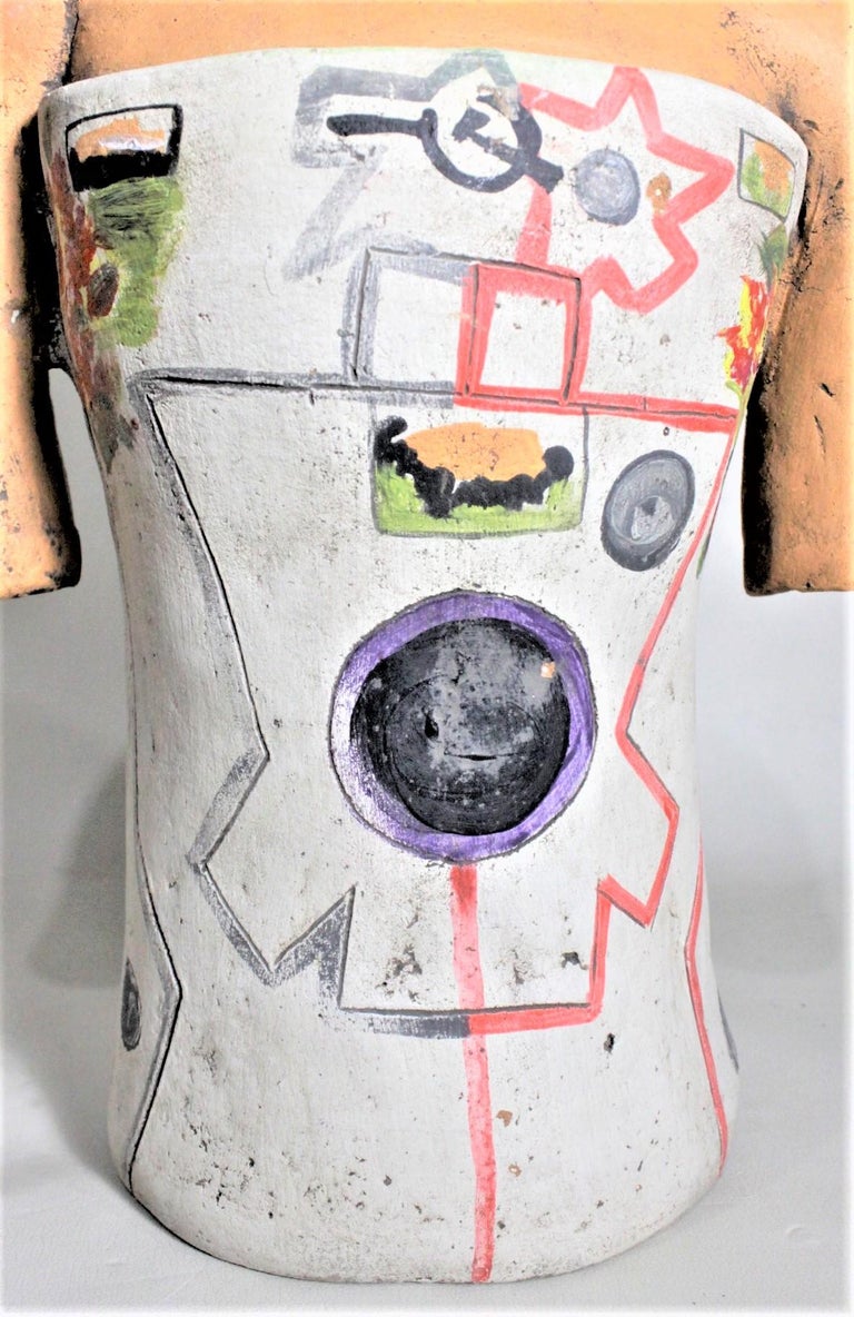 Large Mexican Folk Art Pottery Sculpture of a Female Depicting Life and ...