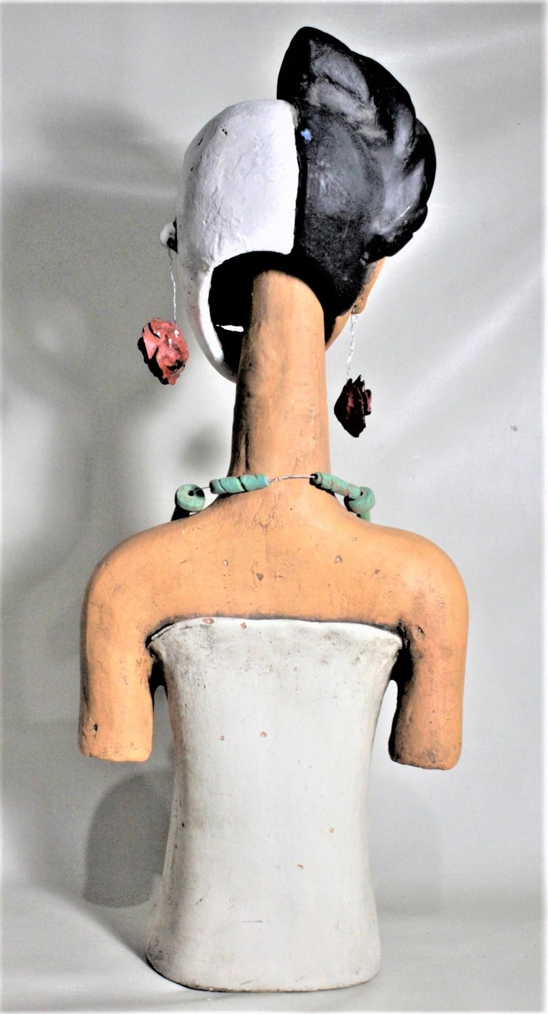 Large Mexican Folk Art Pottery Sculpture of a Female Depicting Life and ...