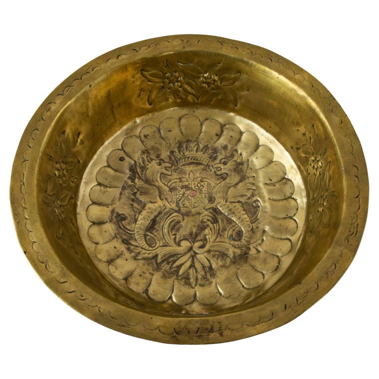 Large Mid-18th Century French Brass Repousse Church Offering Plate C ...