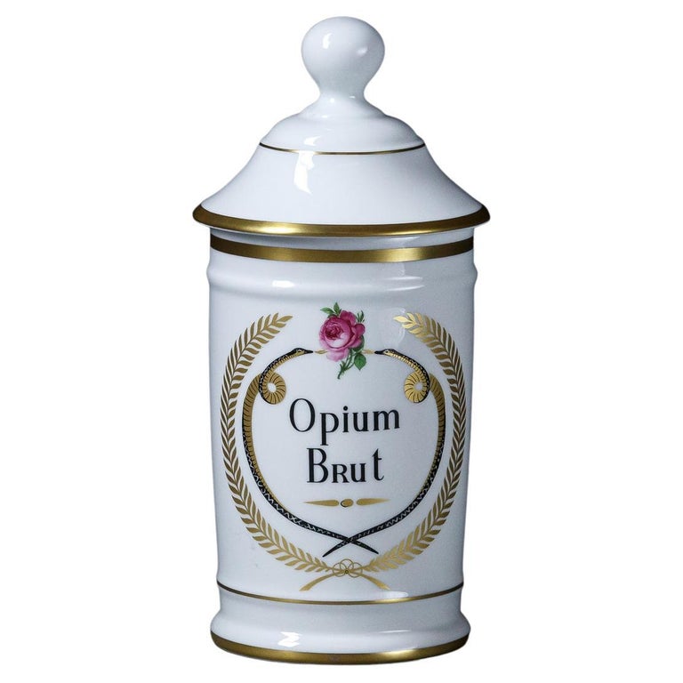 Large Mid 20th Century Limoges Opium Drug Jar For Sale at 1stDibs