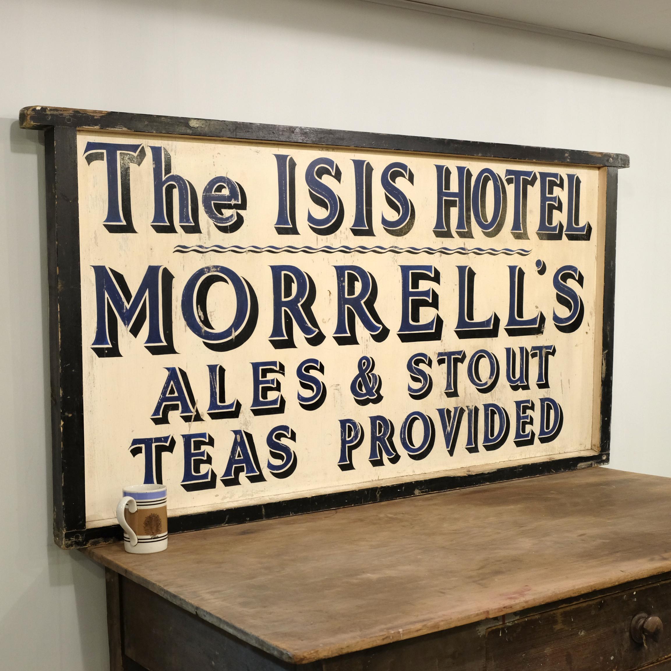 Large Mid-20th Century Original Hand Painted Hotel Trade Sign, Blue and ...