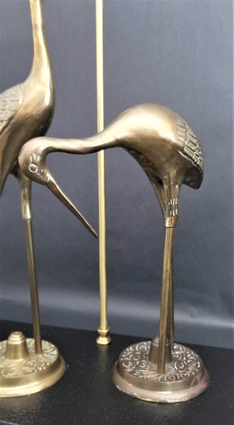 Large Midcentury Asian Chinoiserie Brass Cranes Table Lamp For Sale at ...
