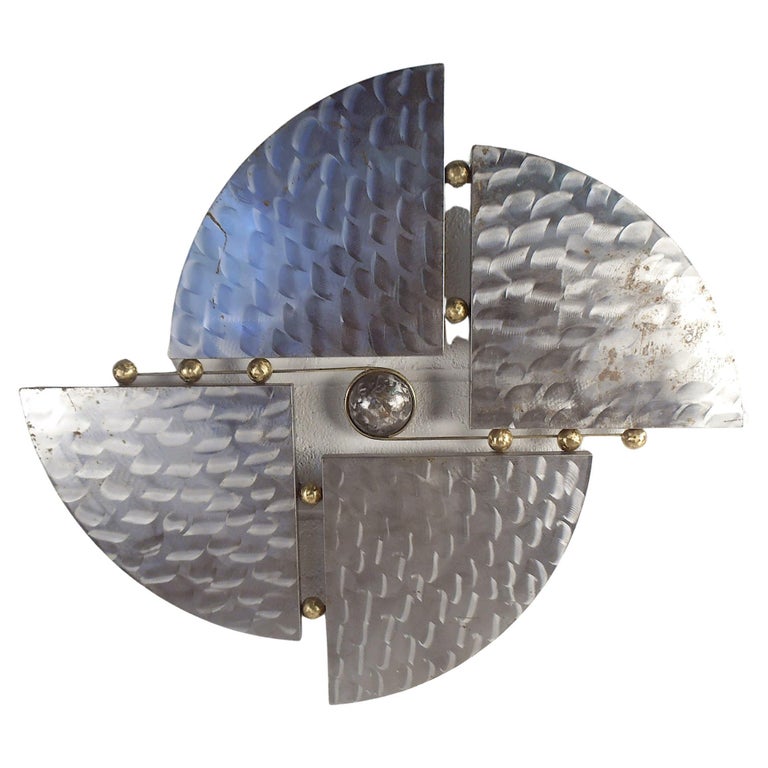 Large Mid-Century Brush Metal Art For Sale at 1stDibs
