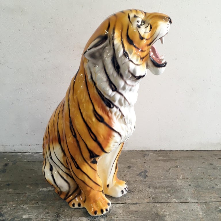 Large Mid Century Ceramic Tiger at 1stDibs
