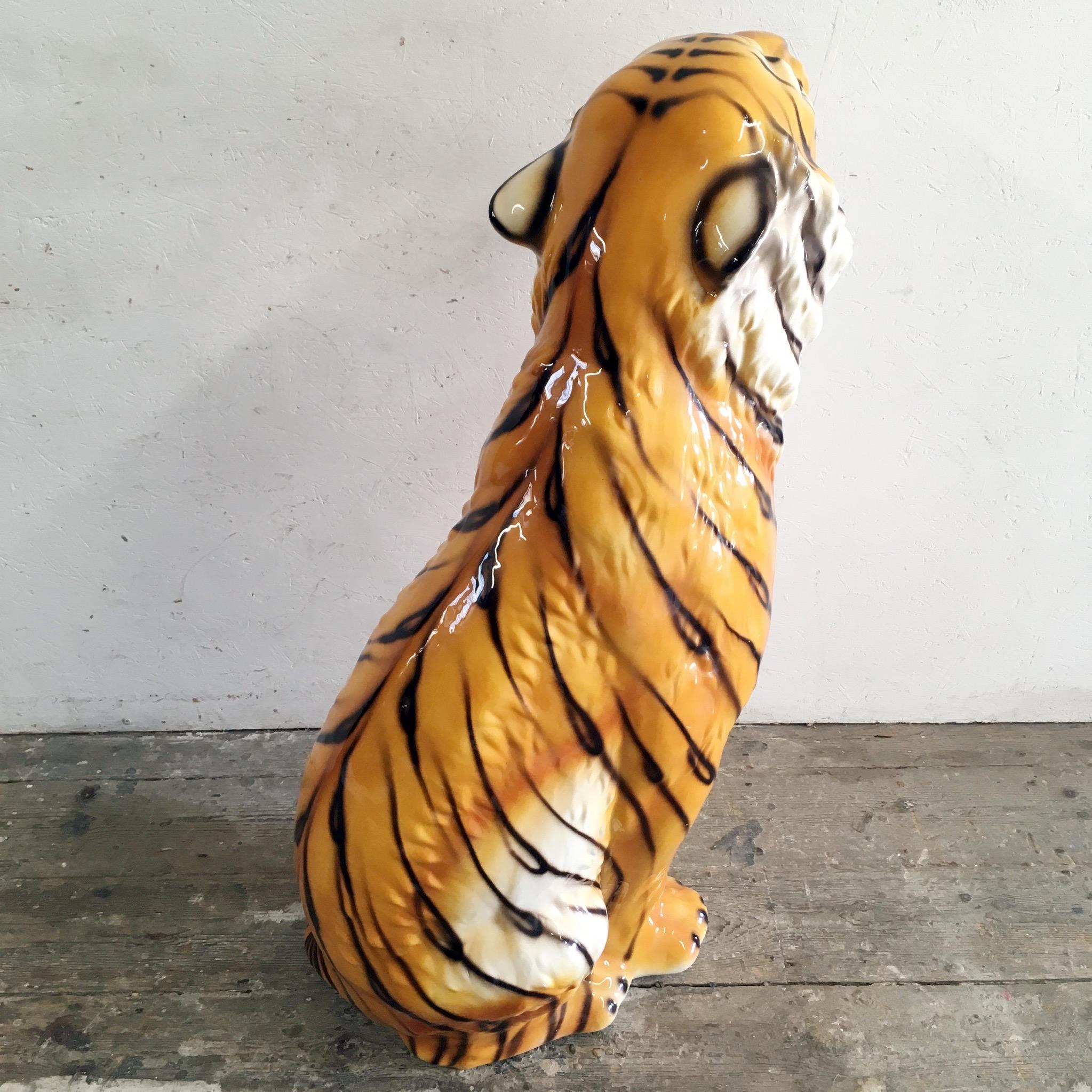 Large Mid Century Ceramic Tiger at 1stDibs