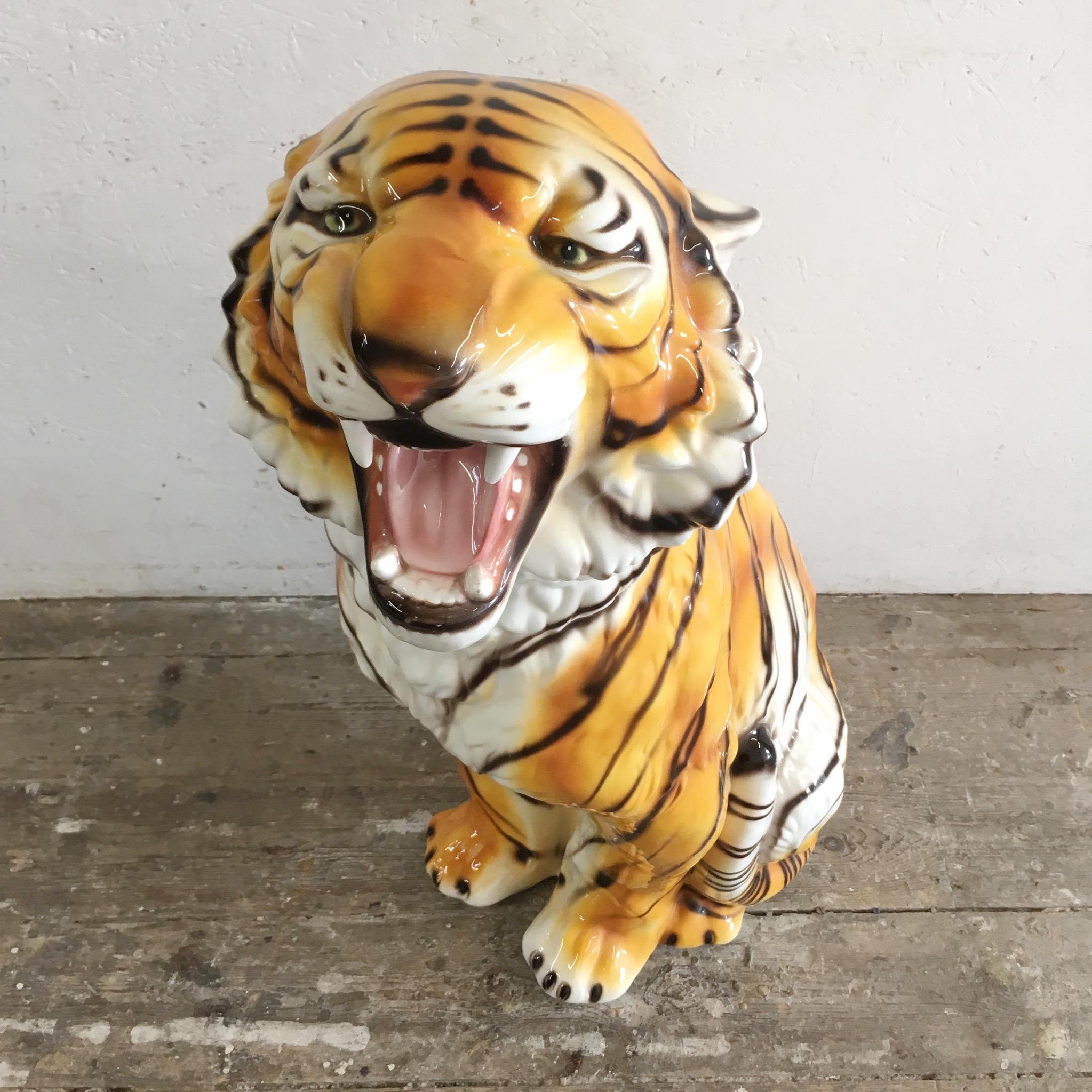 Large Mid Century Ceramic Tiger at 1stDibs