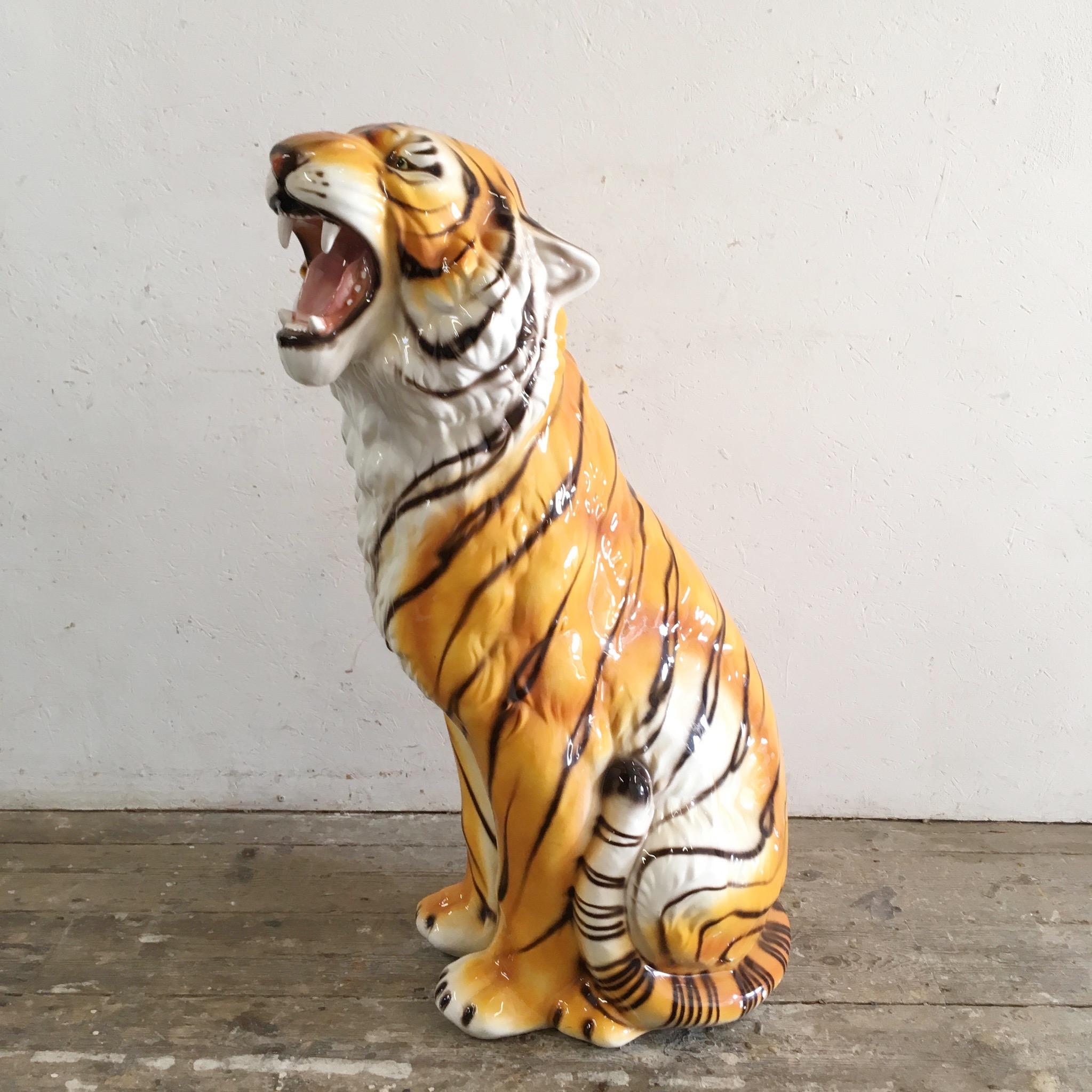 Large Mid Century Ceramic Tiger at 1stDibs