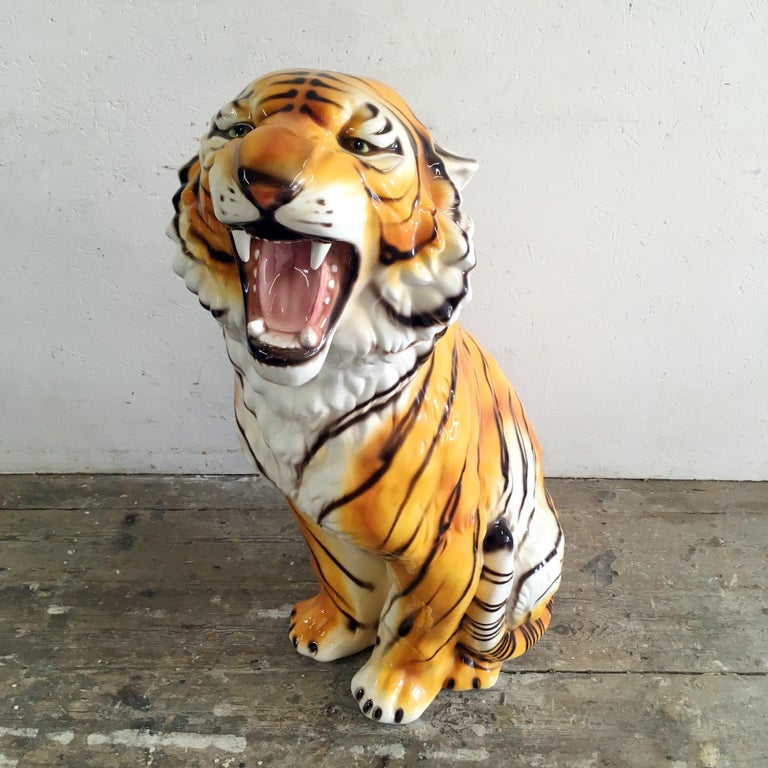 Large Mid Century Ceramic Tiger at 1stDibs