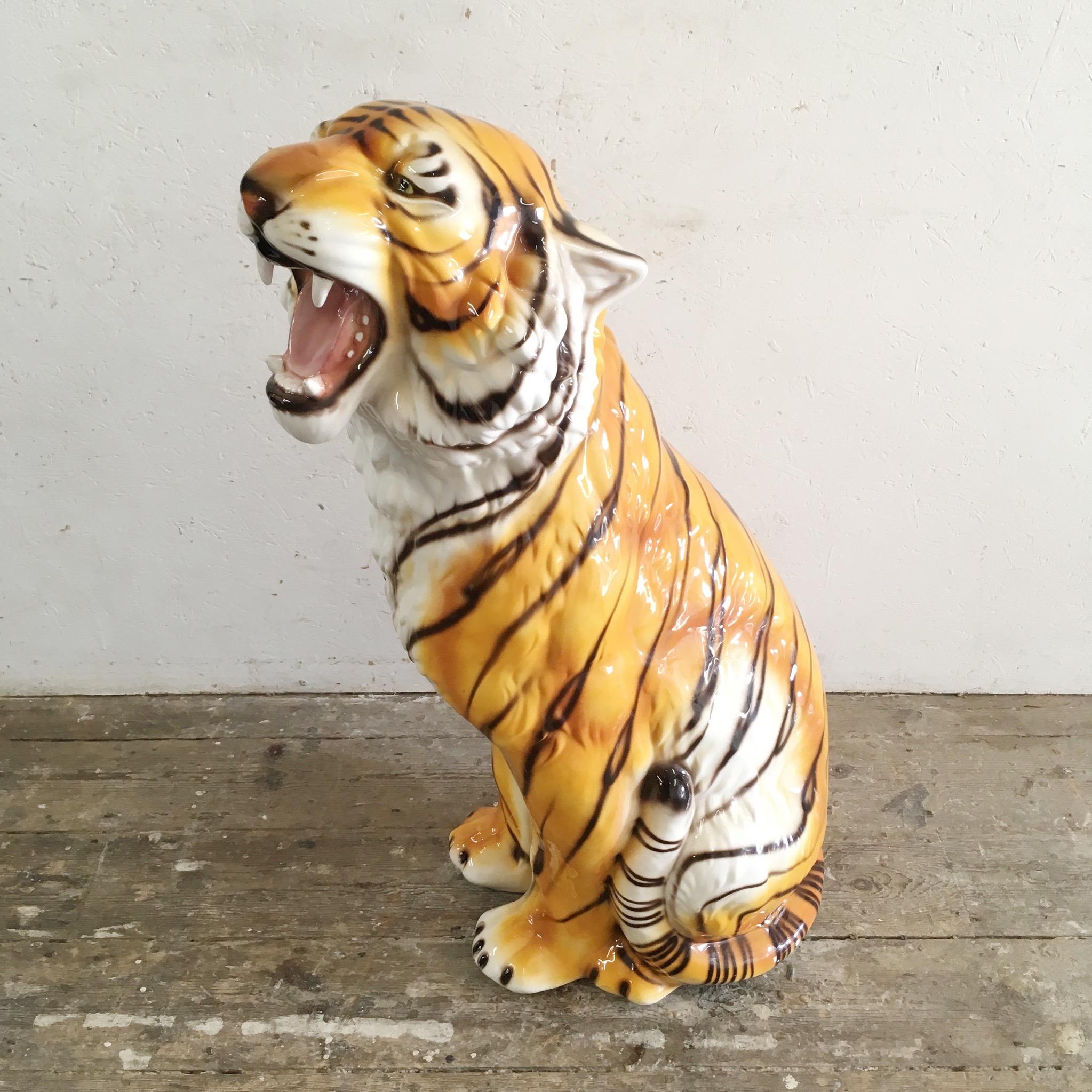 Large Mid Century Ceramic Tiger at 1stDibs