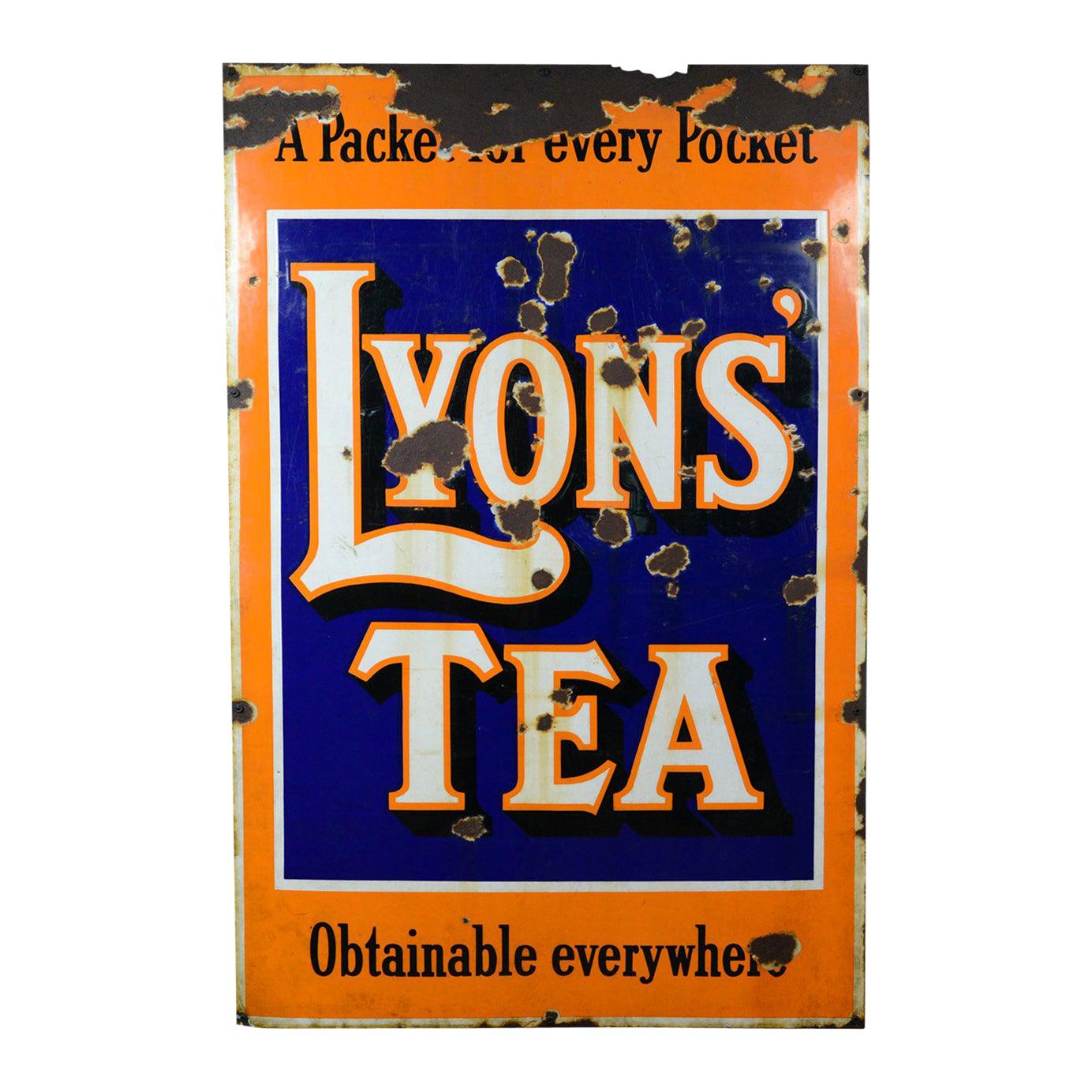 Large, Midcentury, Enamel Sign, English, Vintage, Lyons Tea ...
