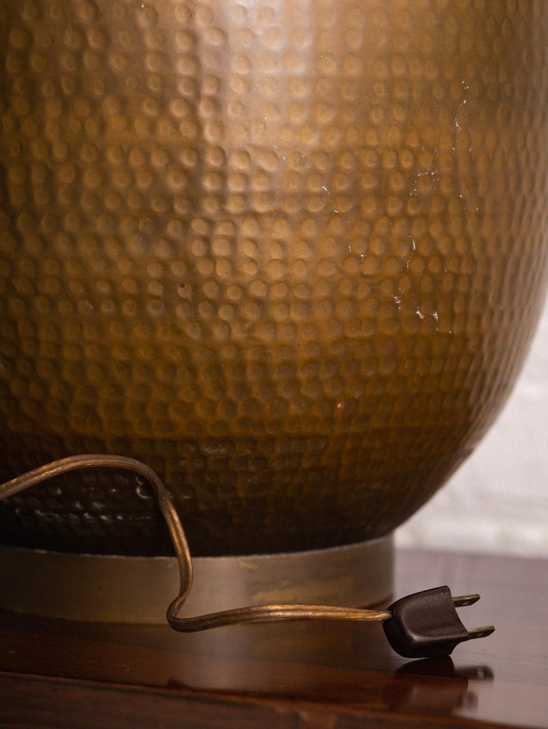 Large Mid Century Hammered Brass Table Lamp at 1stDibs