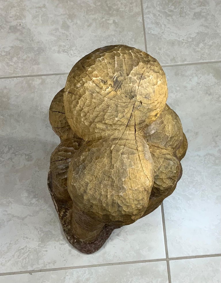 Large Mid Century Hand Carved Cubist Wood Sculpture For Sale at 1stDibs