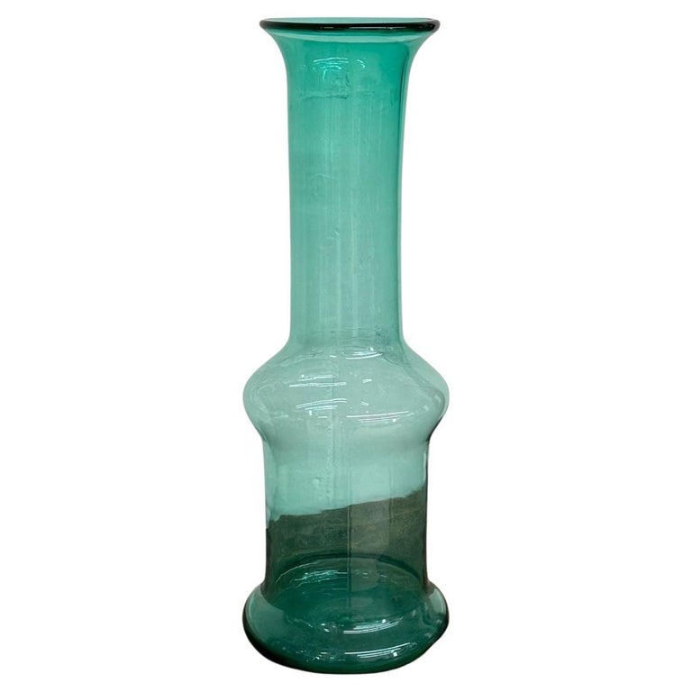 Large Midcentury Hand Blown Glass Turquoise Long Floor or Table Vase by ...