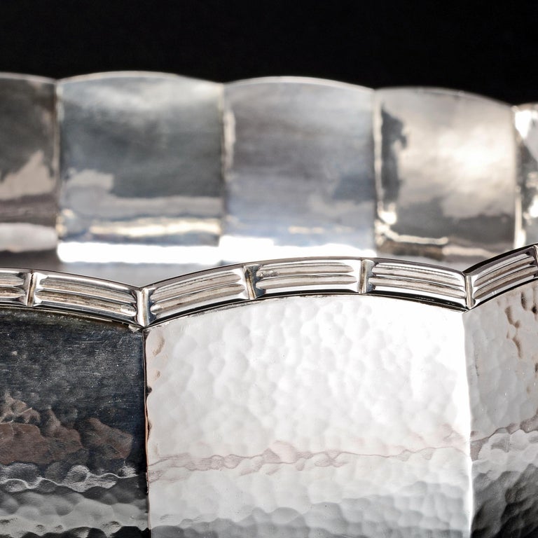 Large Mid-Century Handmade Hammered Silver Bowl For Sale at 1stDibs
