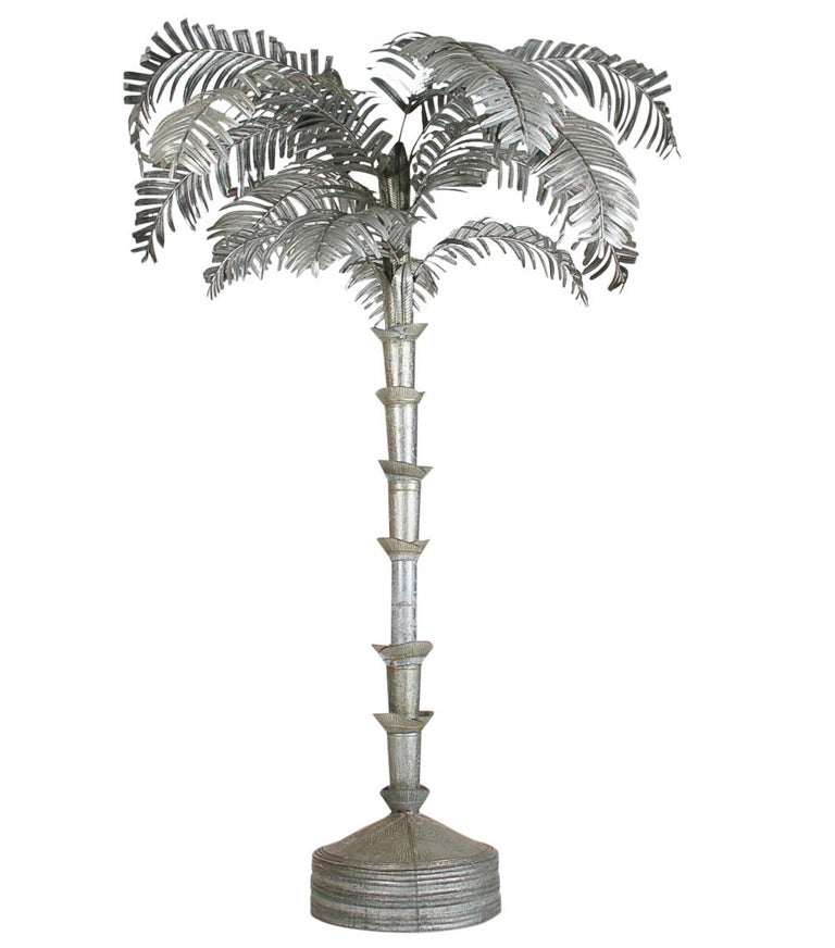 Large Midcentury Hollywood Regency Galvanized Decorative Palm Tree ...