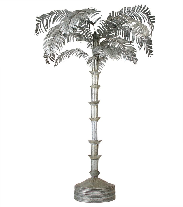 Large Midcentury Hollywood Regency Galvanized Decorative Palm Tree ...