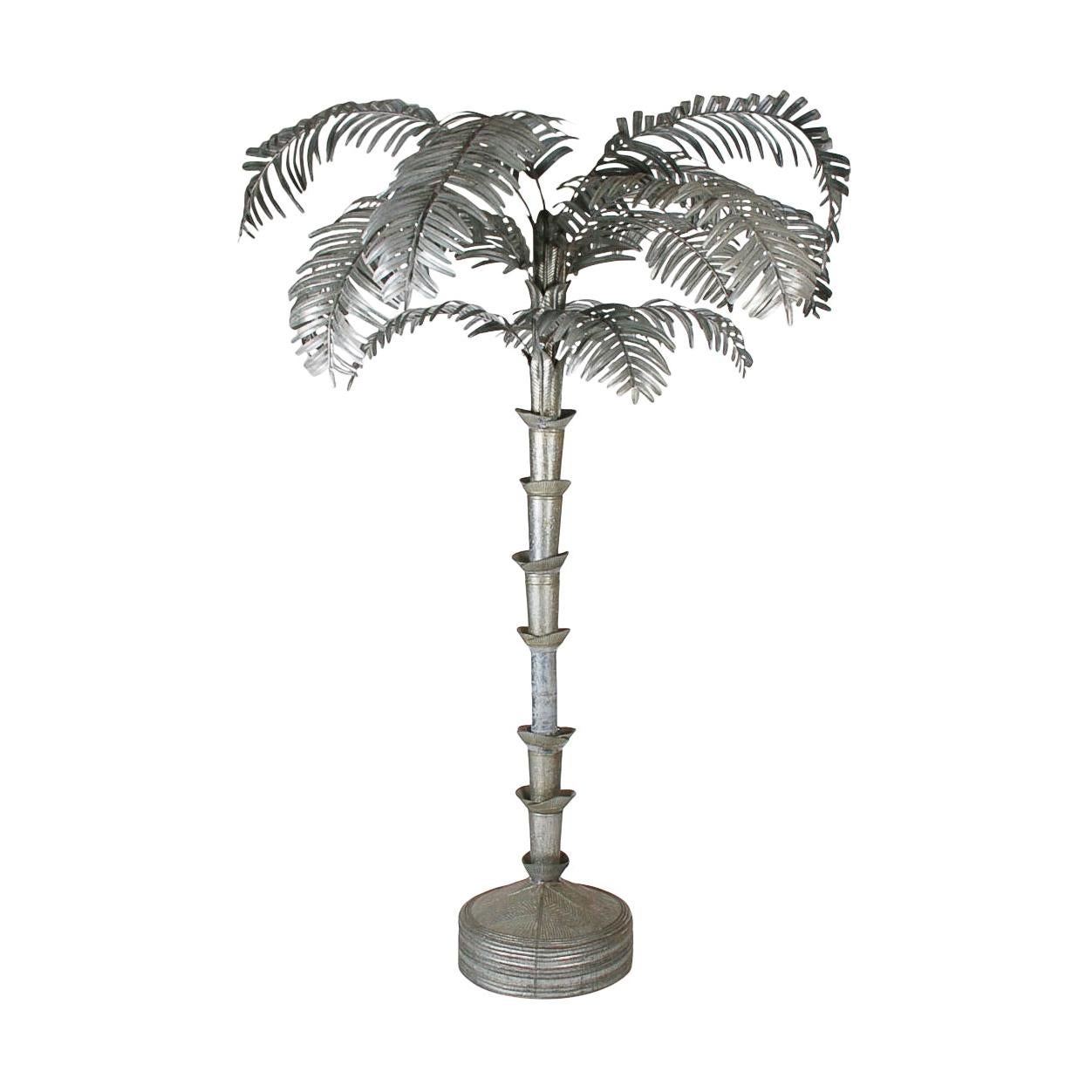 Large Midcentury Hollywood Regency Galvanized Decorative Palm Tree ...