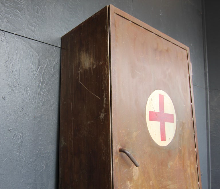 Large Midcentury Industrial Metal Medical Cabinet at 1stDibs