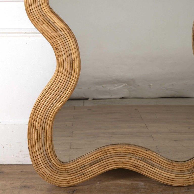 Large Mid-Century Italian Bamboo Mirror For Sale at 1stDibs