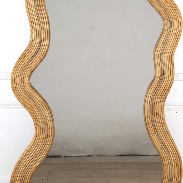 Large Mid-Century Italian Bamboo Mirror For Sale at 1stDibs