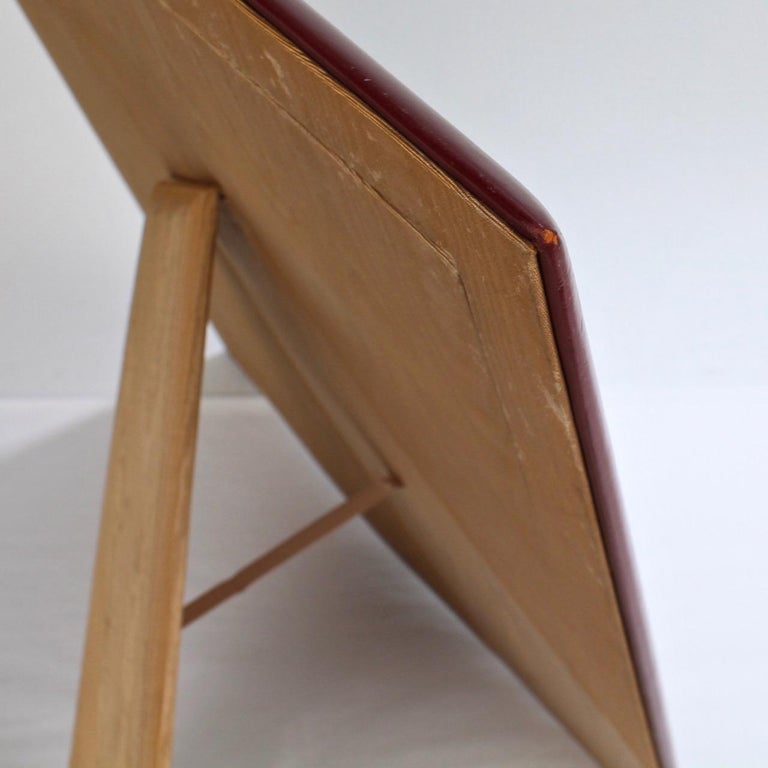 Large Midcentury Italian Burgundy Leather Easel Back Photo or Picture ...