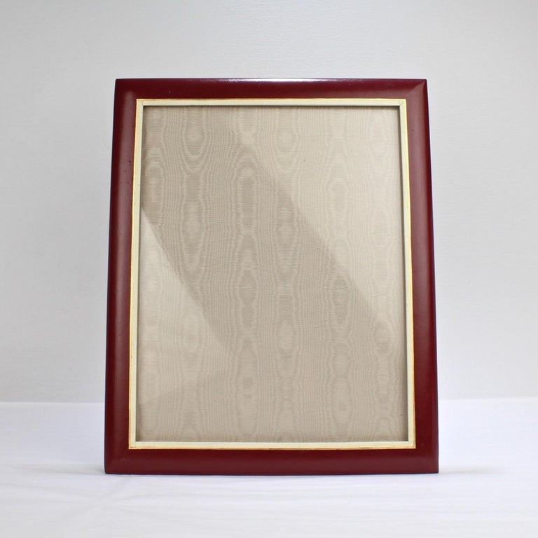 Large Midcentury Italian Burgundy Leather Easel Back Photo or Picture ...