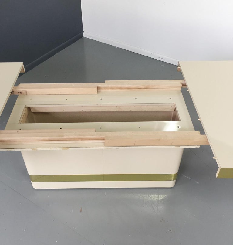 Large Midcentury Italian Modern Brass Trim Dining Table After Milo ...