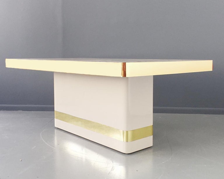 Large Midcentury Italian Modern Brass Trim Dining Table After Milo ...