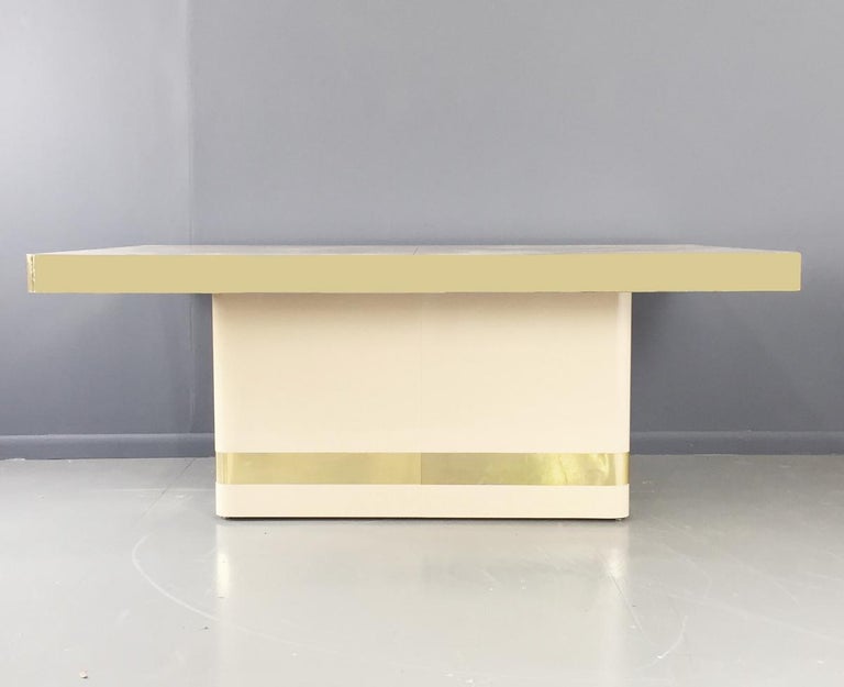 Large Midcentury Italian Modern Brass Trim Dining Table After Milo ...