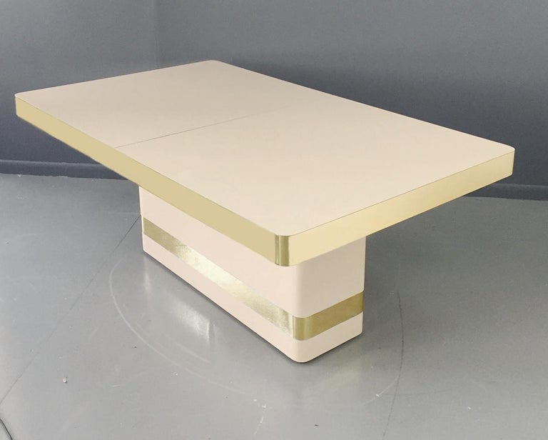 Large Midcentury Italian Modern Brass Trim Dining Table After Milo ...