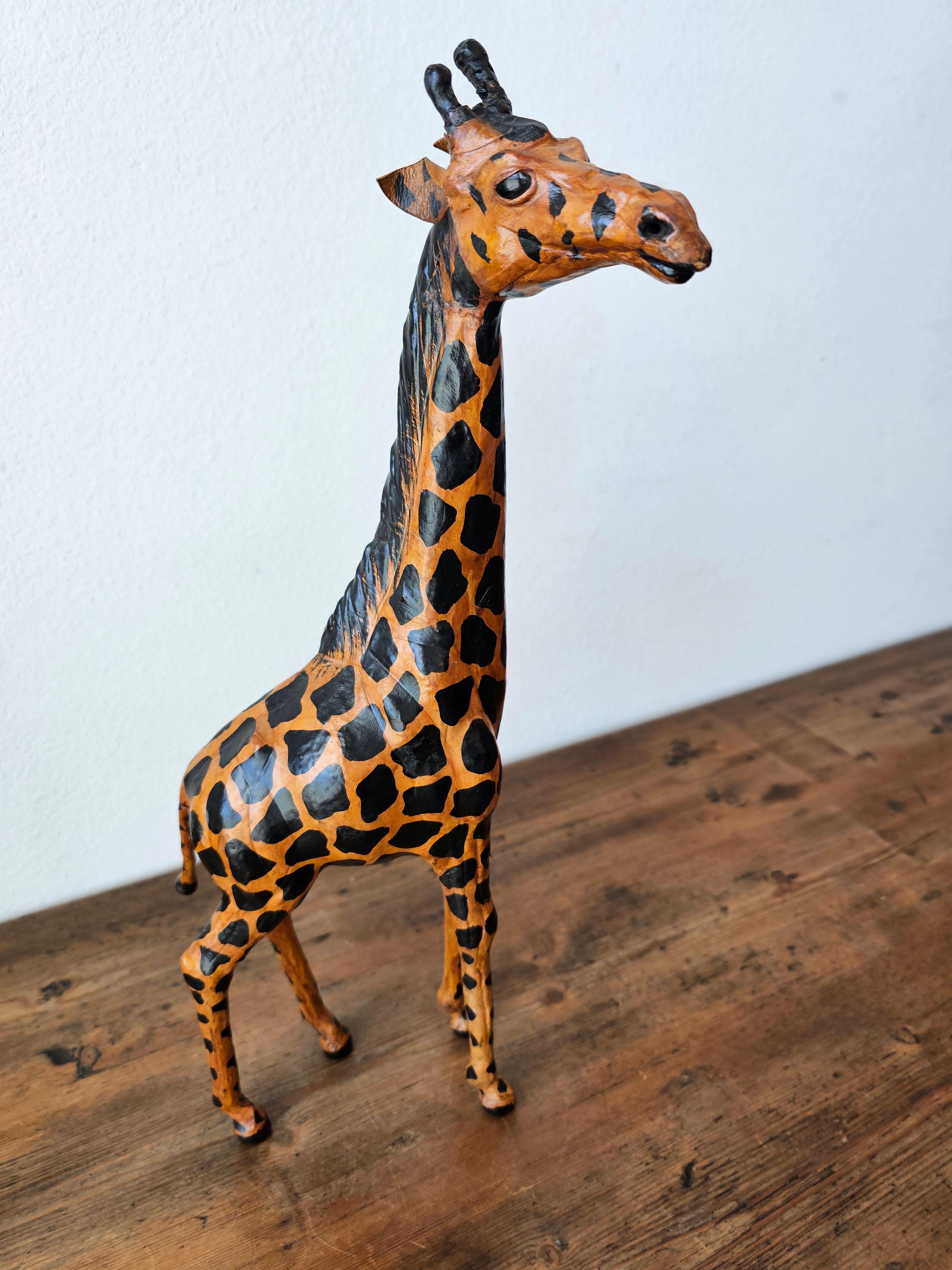 Large Mid-Century Leather Warpped Giraffe Figure Sculpture at 1stDibs