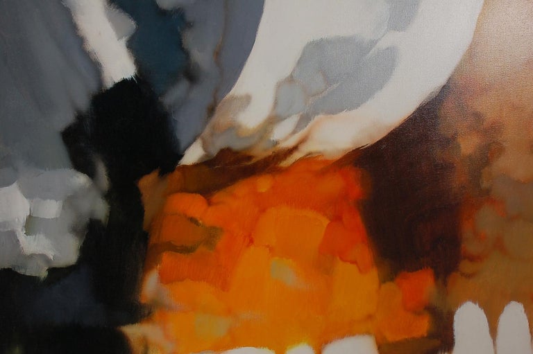 Large Mid-Century Modern Abstract Oil Painting on Canvas by Robert ...