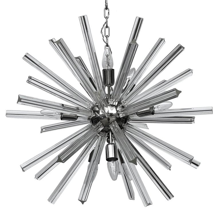 Large Mid-Century Modern Chrome and Glass Sputnik Hanging Light or ...
