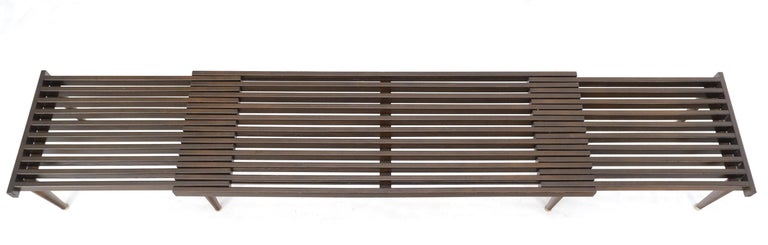 Large Mid-Century Modern Extending Slat Bench on Tapered Dowel Cone ...