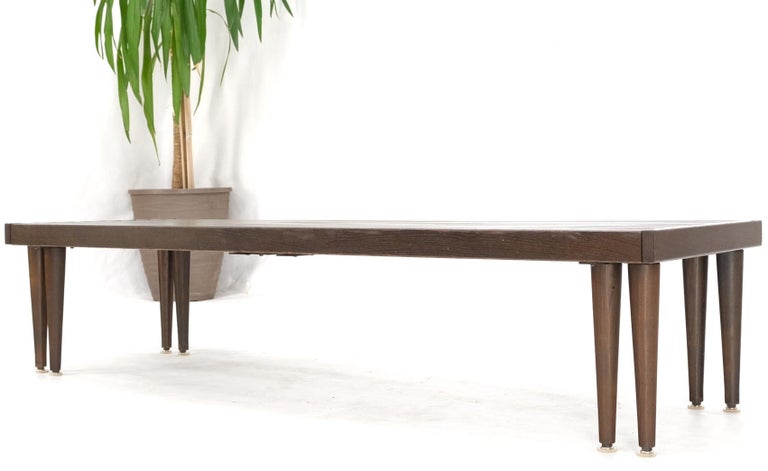 Large Mid-Century Modern Extending Slat Bench on Tapered Dowel Cone ...