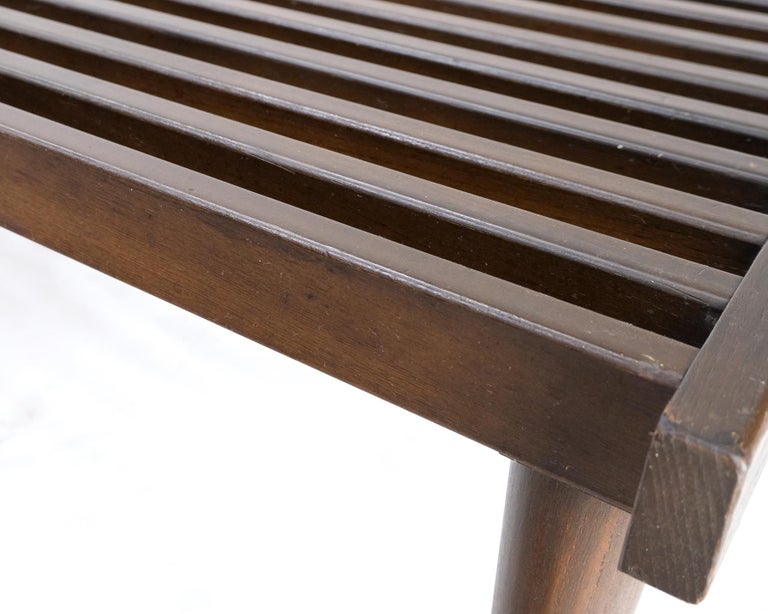 Large Mid-Century Modern Extending Slat Bench on Tapered Dowel Cone ...