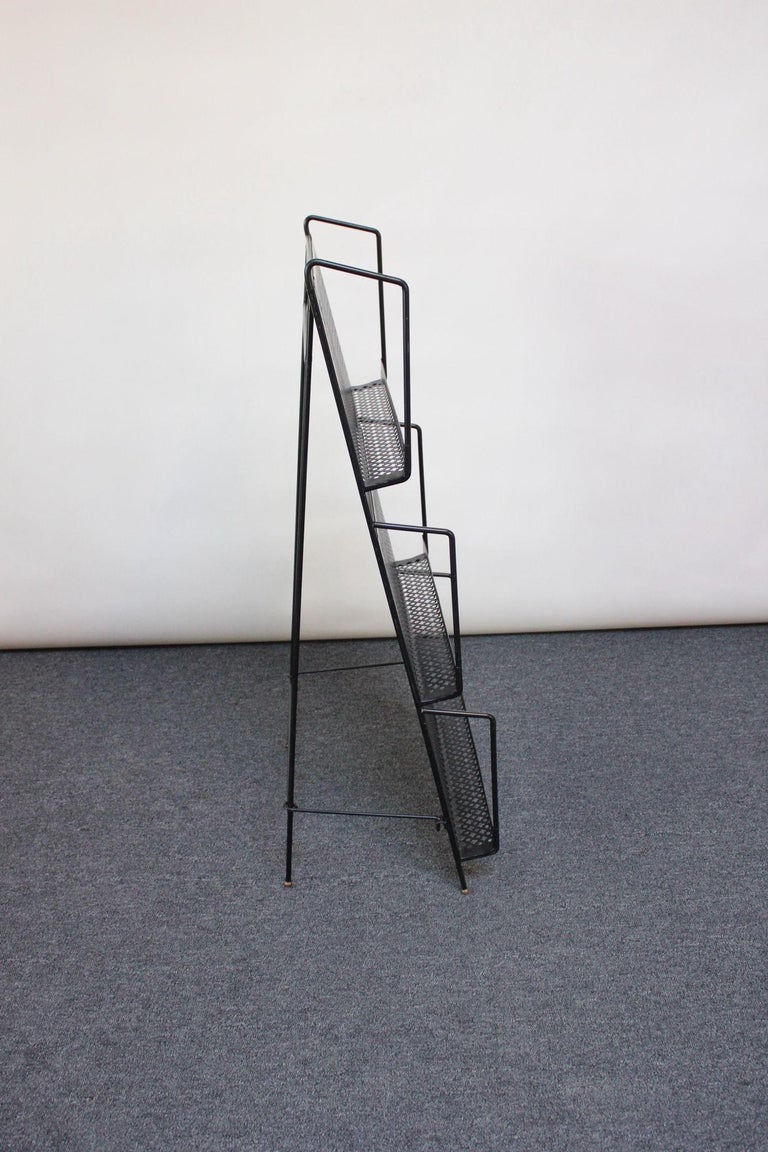 Large Mid-Century Modern Free-Standing Collapsable Metal Magazine Rack ...