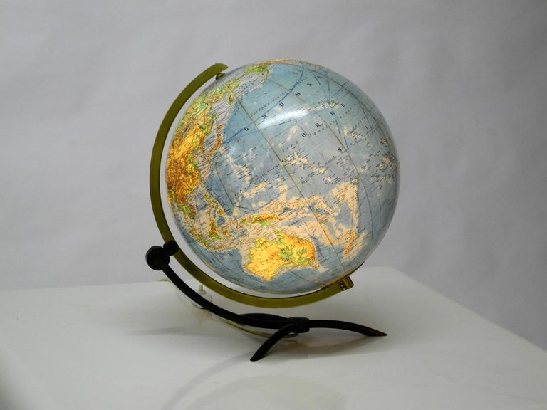 Large Mid-Century Modern Glass Globe Illuminated in Futuristic ...