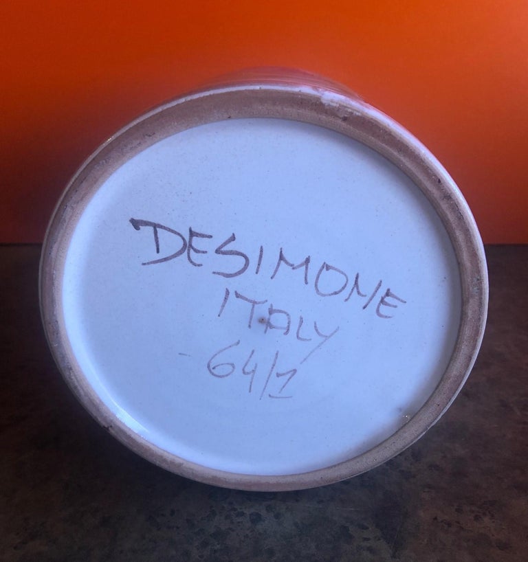 Large Mid-Century Modern Hand Painted Vase by Giovanni Desimone at ...