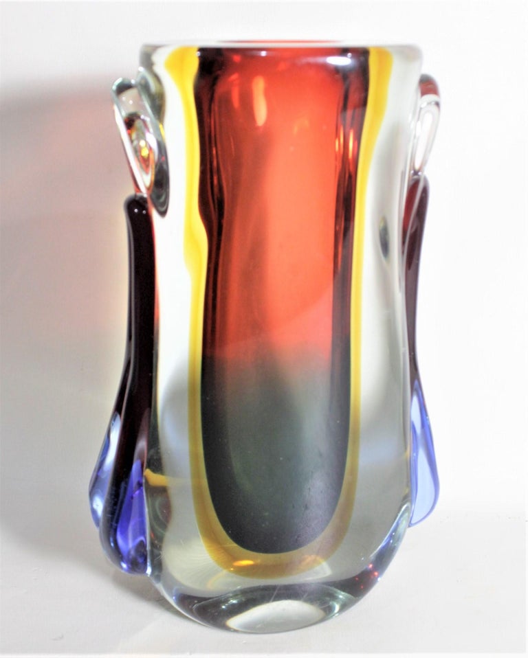 Large Mid-Century Modern Heavy Italian Murano Art Glass Multi-Colored ...