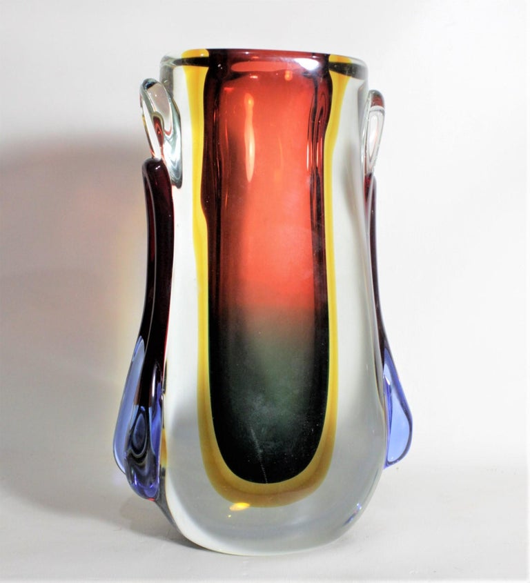 Large Mid-Century Modern Heavy Italian Murano Art Glass Multi-Colored ...