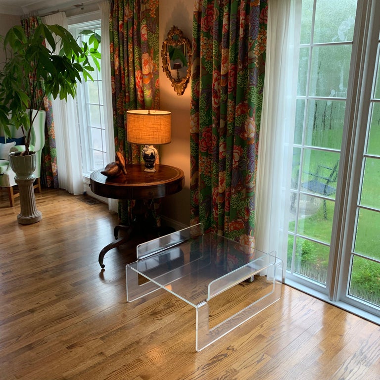 Large Mid-Century Modern Lucite Waterfall Ottoman Or Foot Stool For ...