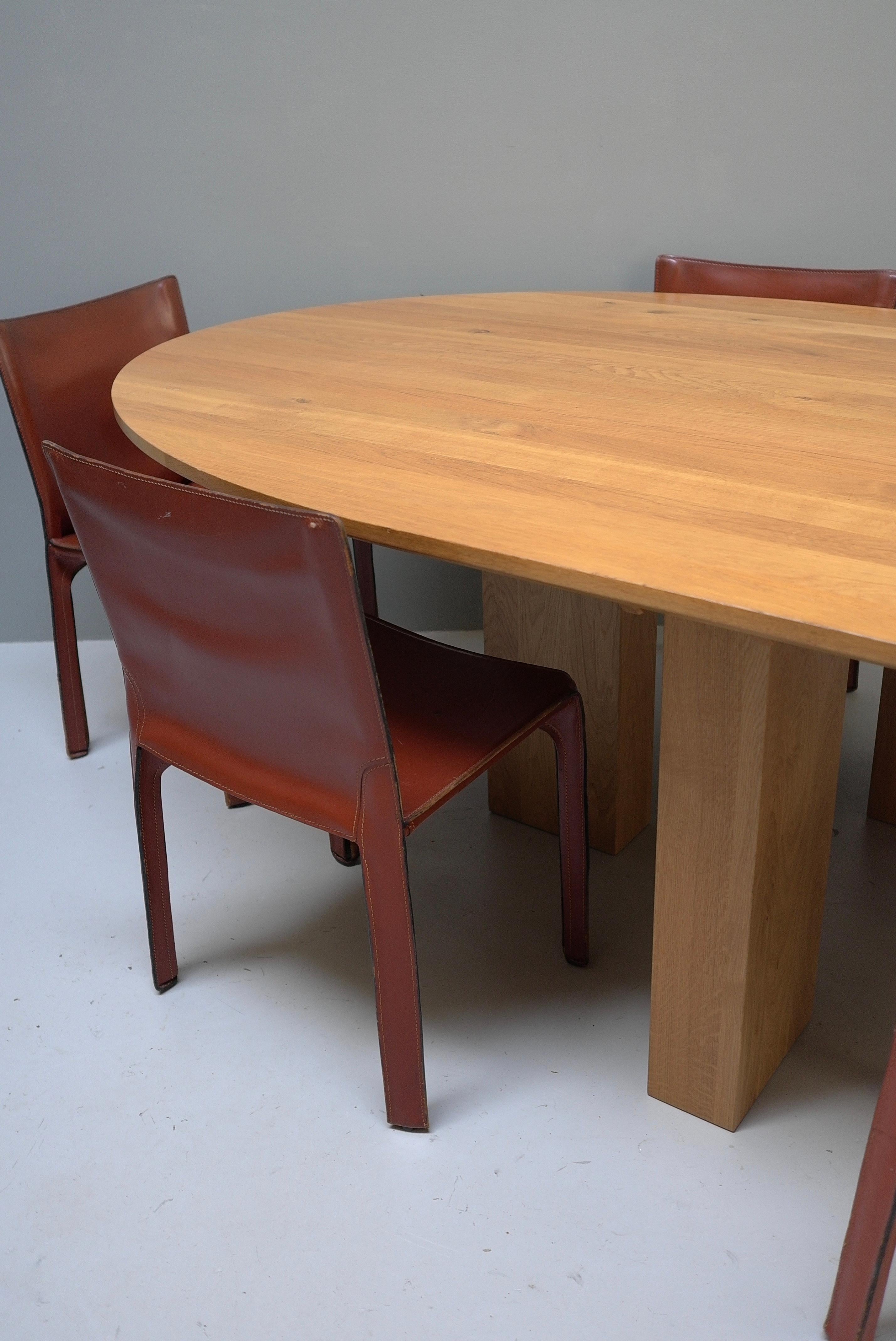 Large Mid-Century Modern Oval Oak European Dining table at 1stDibs